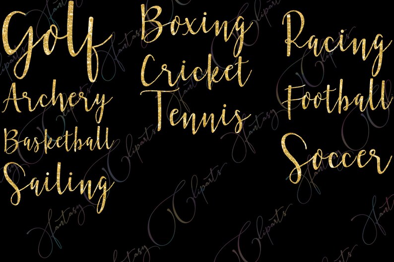 Sport Word Art in Png Color is Gold Glitter Perfect for - Etsy