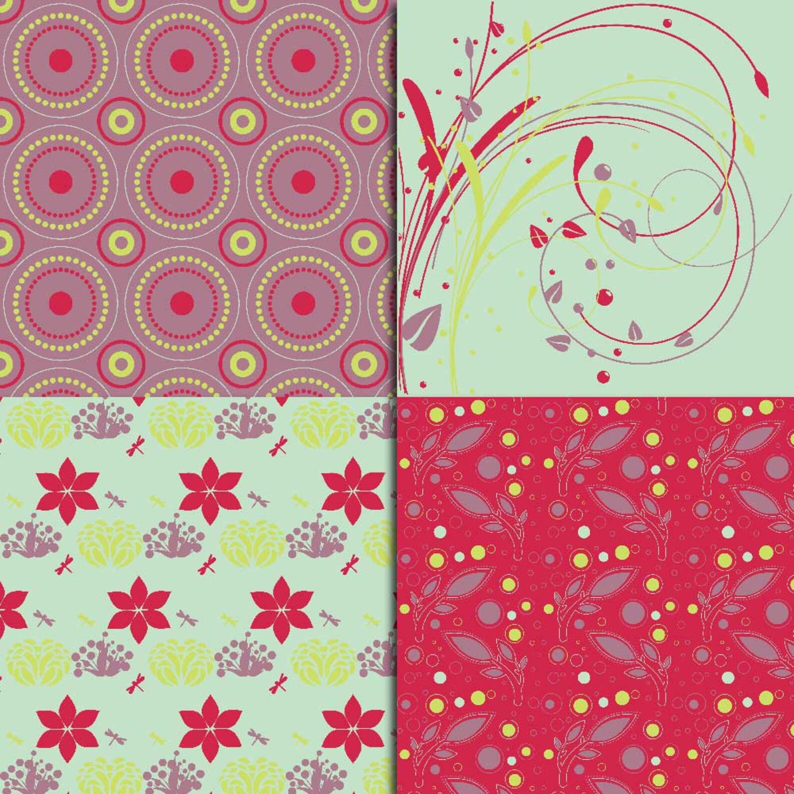 Spring Flowers Digital Paper Mint Backgrounds Pink Flower | Etsy