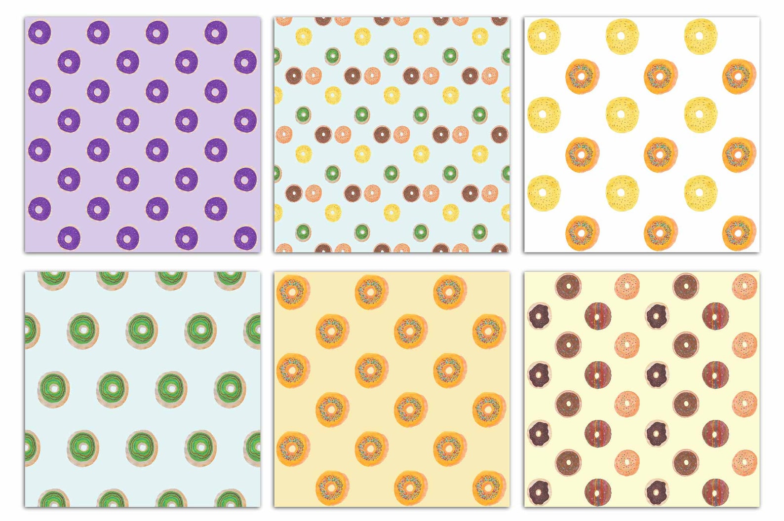 Donut Digital Paper Doughnuts Pattern Watercolor Donuts - Etsy