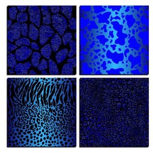 Cobalt Blue Glitter Safari Animal Print Digital Paper Navy Blue Cheetah ...