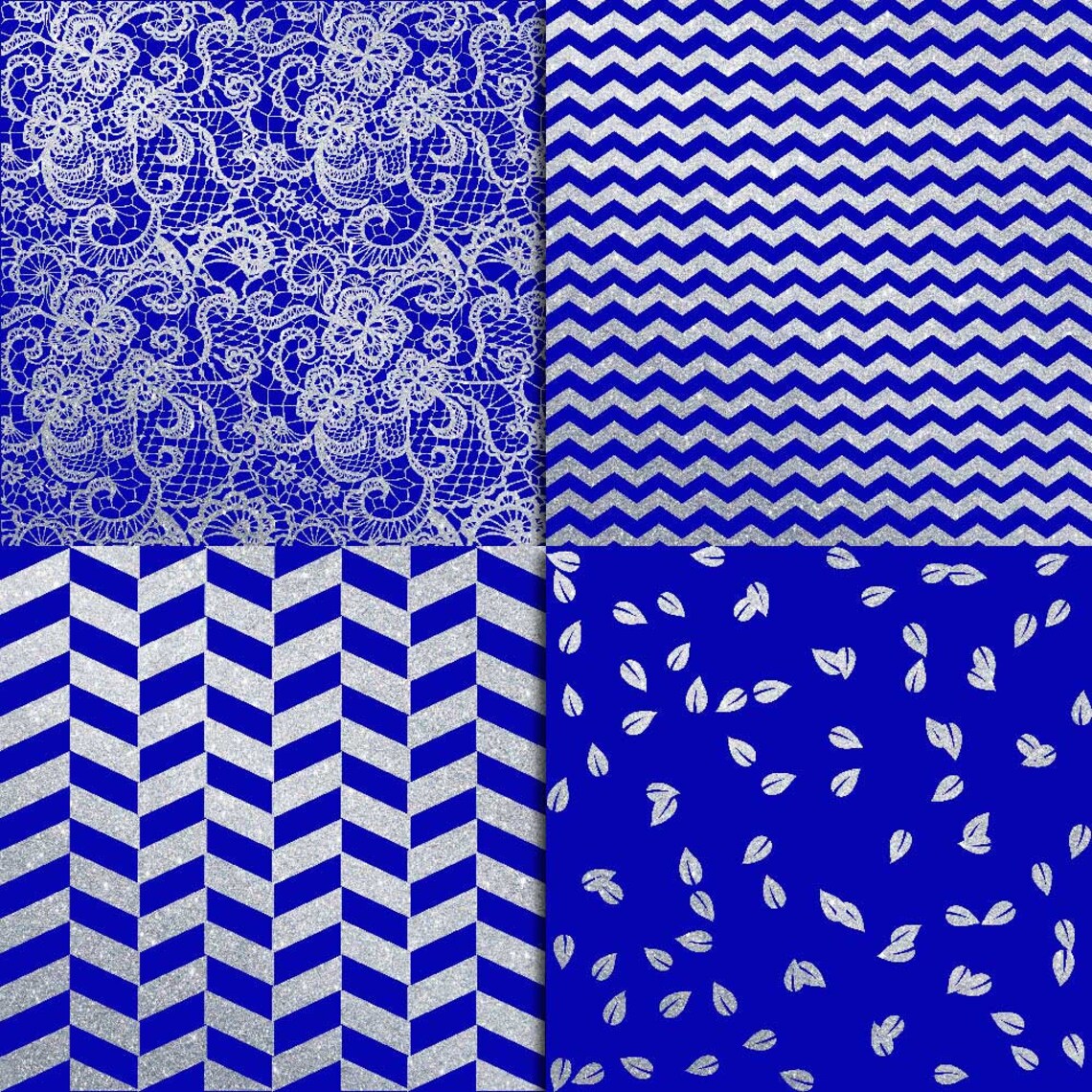 Royal Blue Silver Glitter Pattern Blue Digital Paper - Etsy