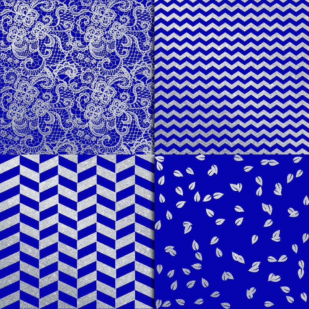 Royal Blue Silver Glitter Pattern Blue Digital Paper - Etsy