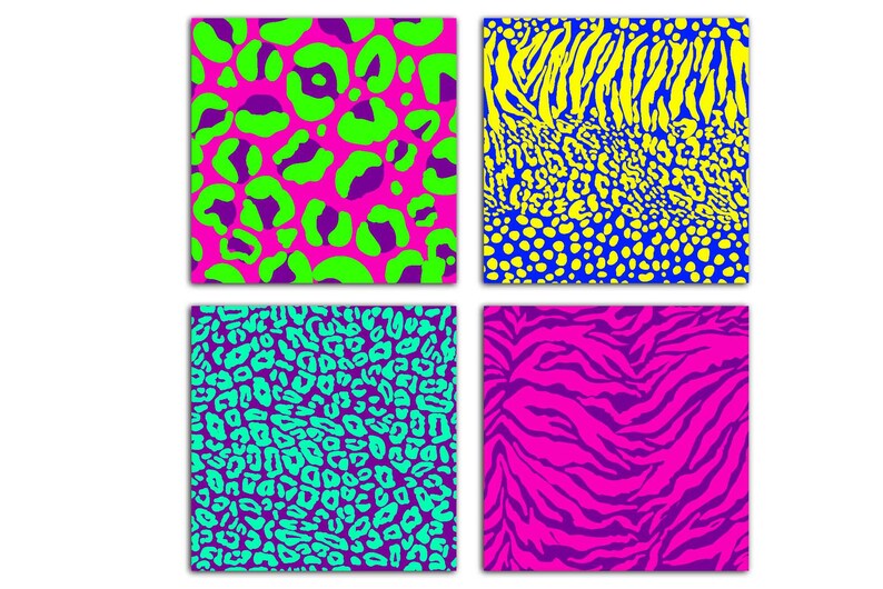 Neon Safari Animal Print Digital Paper Colorful Cheetah - Etsy