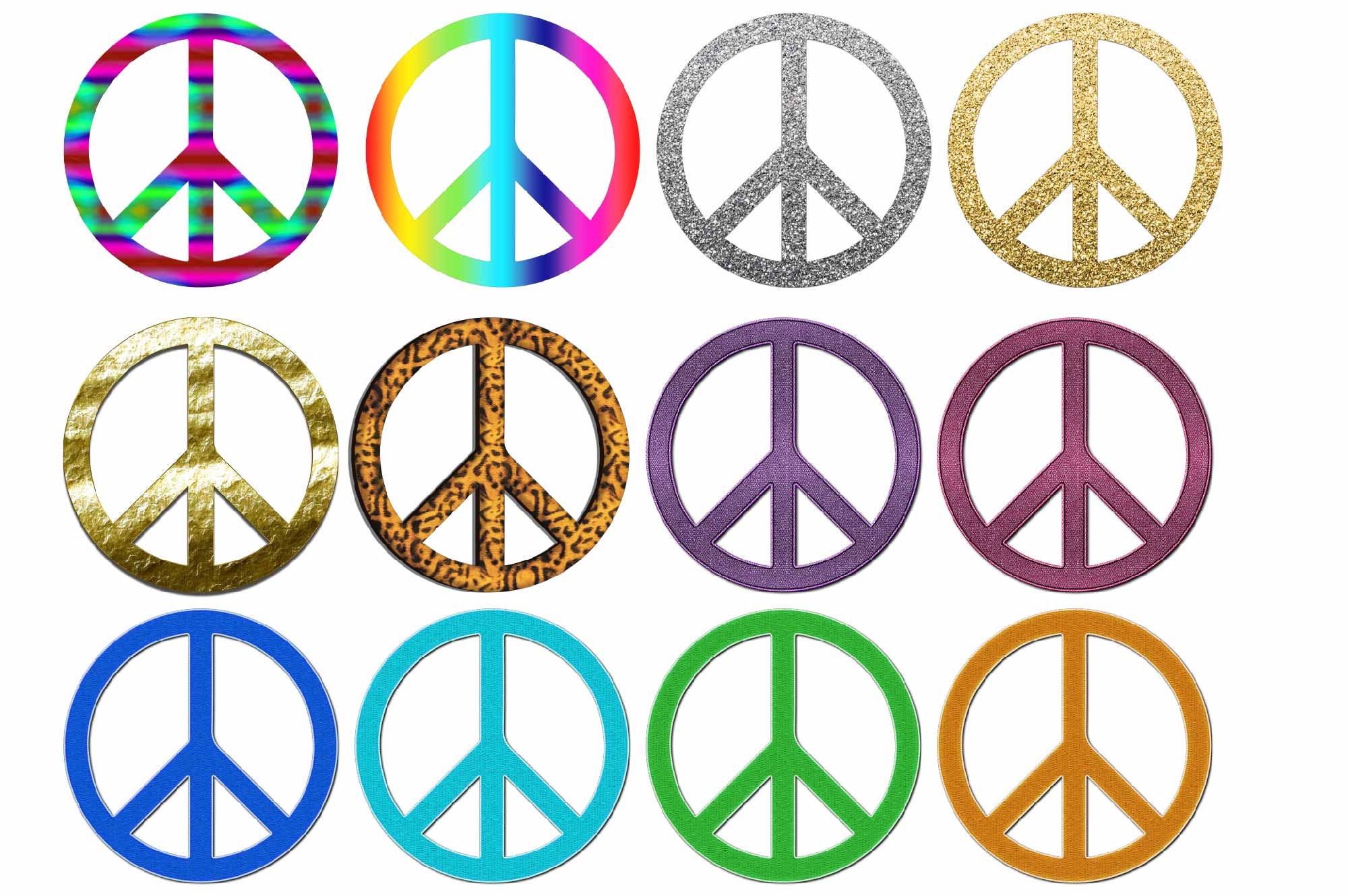 Peace Sign Clipart Rainbow Silver Hippie Clip Art 70's | Etsy