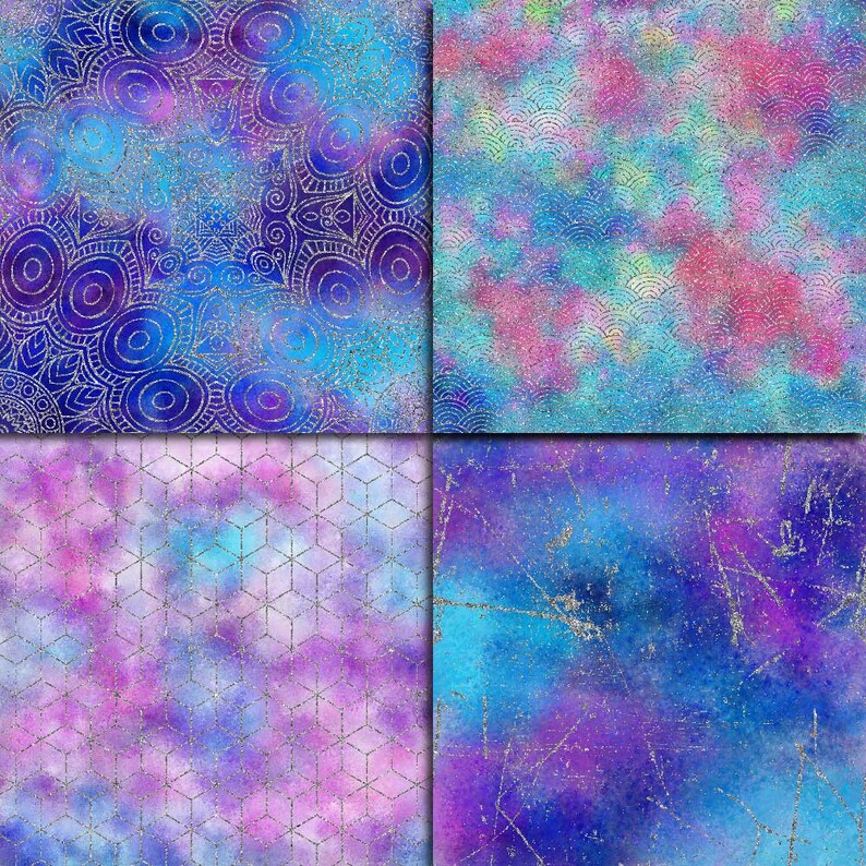 Galaxy Digital Paper Silver Glitter Pattern Galaxy - Etsy