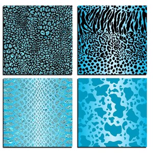 Baby Blue Glitter Safari Animal Print Digital Paper | Sky Blue Cheetah ...