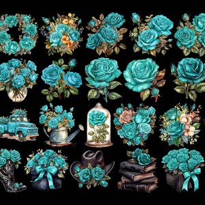 Turquoise Roses Arrangements Clipart Mother's Day Clip Art Cowboy Hat ...