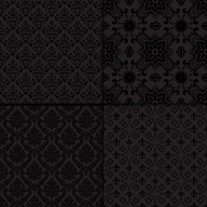 Damask Digital Paper, Black Damask, Black on Black, Floral Paper Pack ...