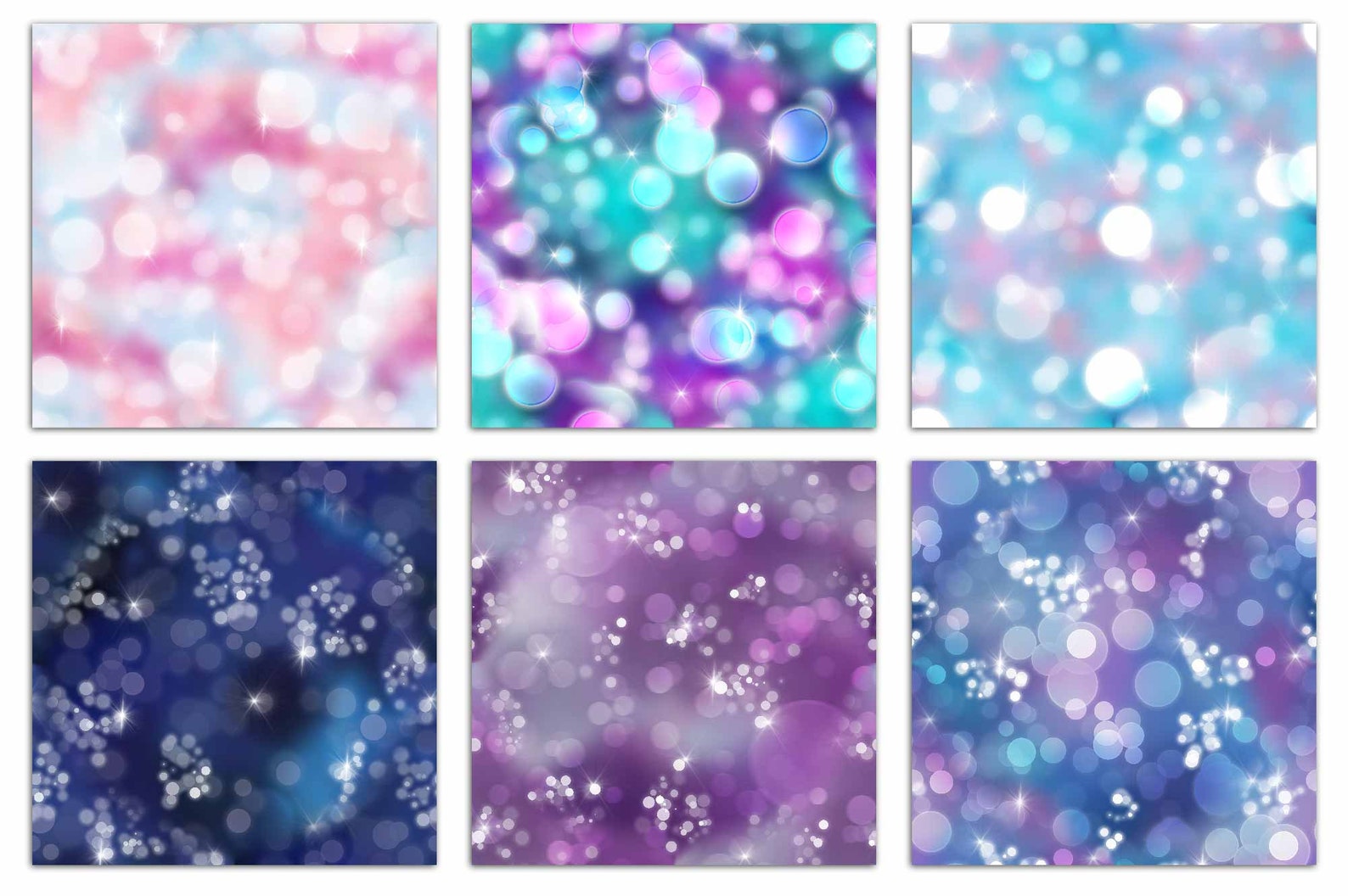 Galaxy Bokeh Digital Paper Mermaid Blue Seamless Pattern - Etsy