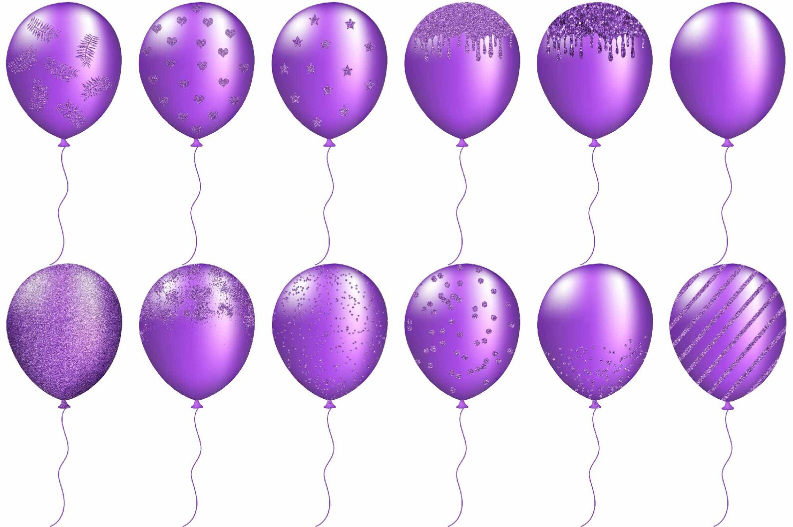 Purple Balloons Party Clip Art Lilac Baby Shower Shimmer - Etsy