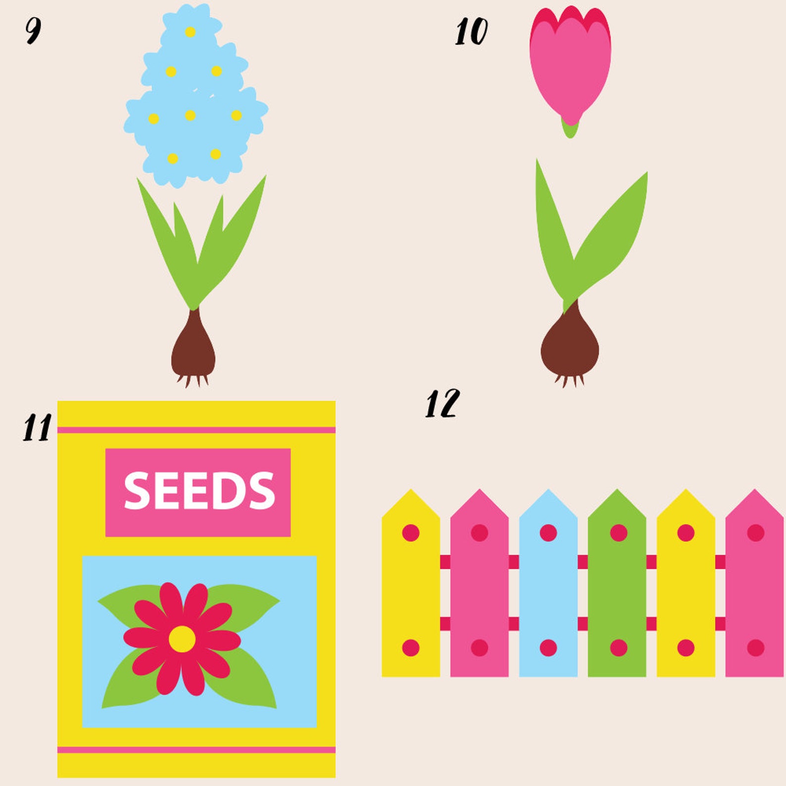 Garden Clipart Set Gardening Clip Art Floral Art Flower - Etsy