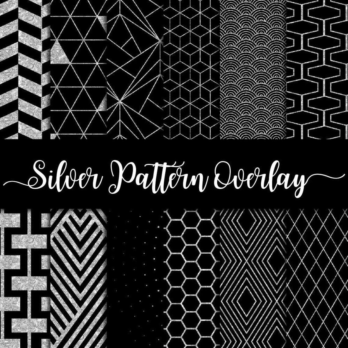 Silver Glitter Geometric Pattern Overlay Clipart in Png - Etsy