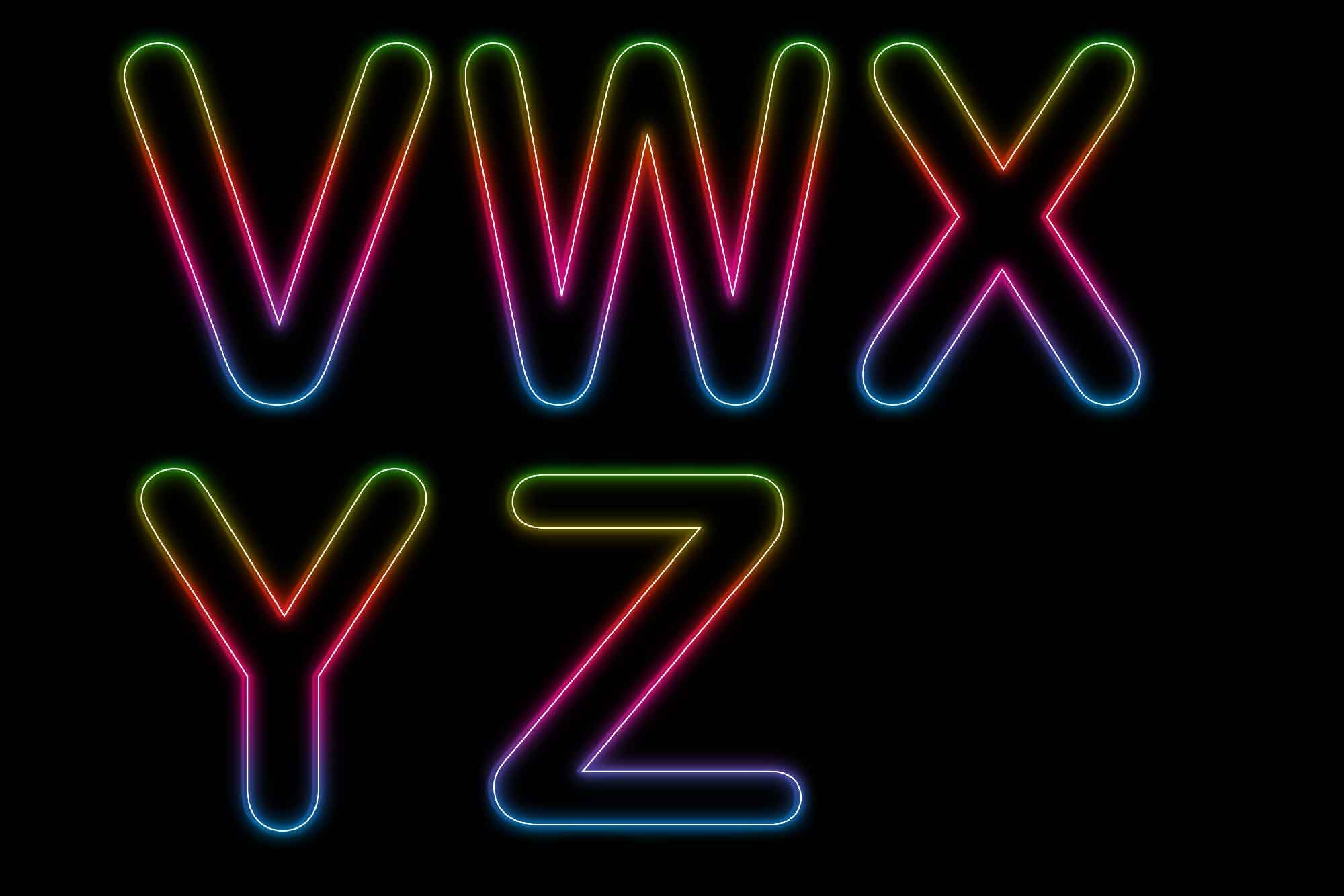 Rainbow Neon Alphabet Clipart Numbers and Letters Clip Art - Etsy