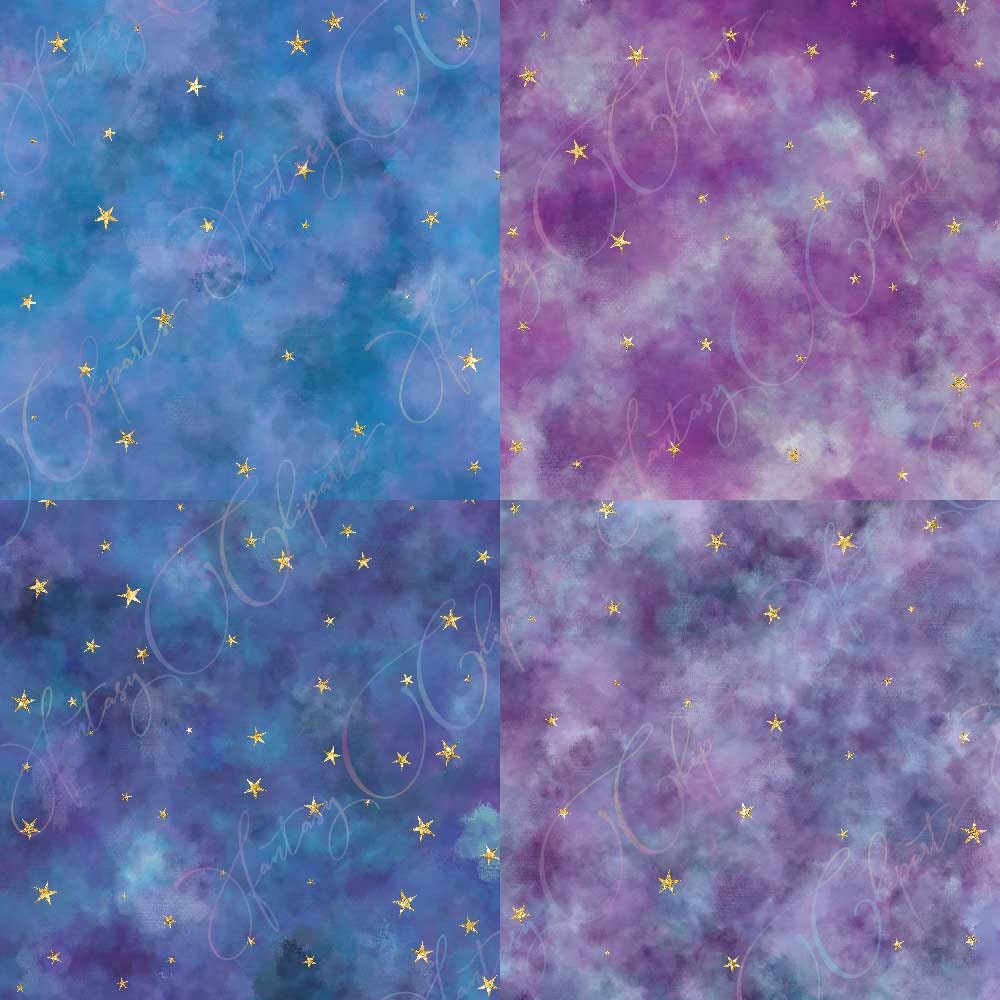 Starry night digital paper watercolor paper whimsical | Etsy