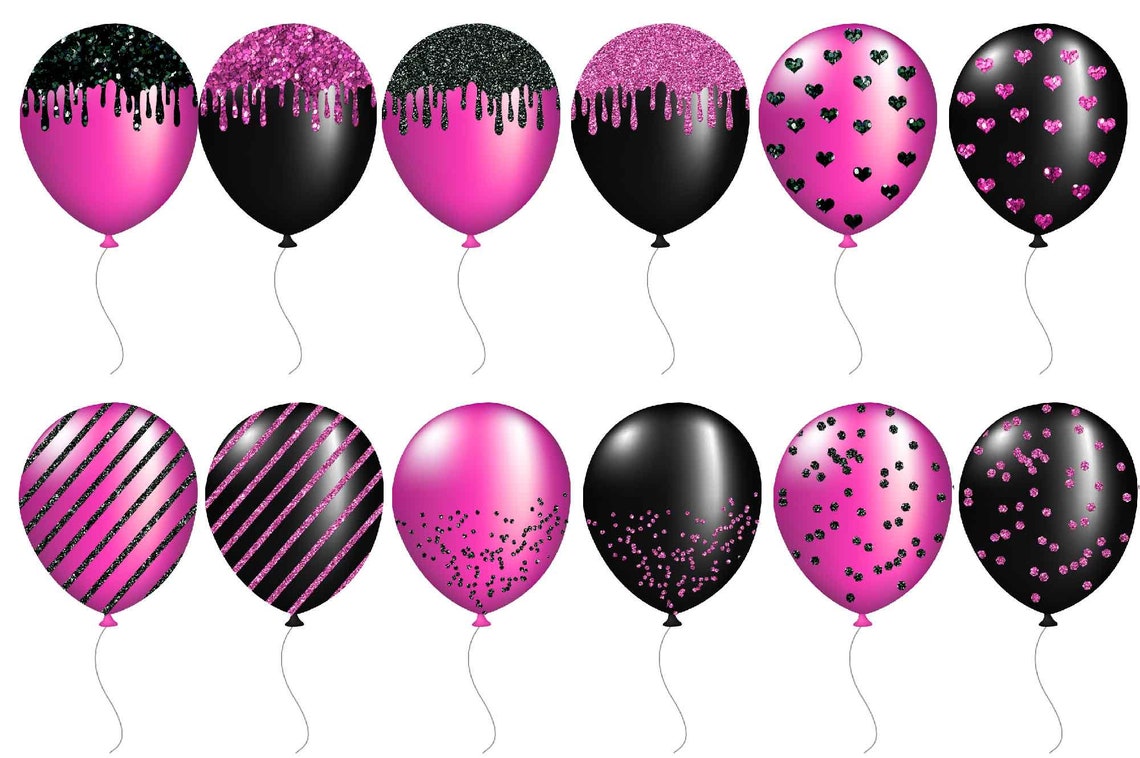 Black Pink Combo, Balloon Clipart, Balloons Bunches, Transparent Png ...