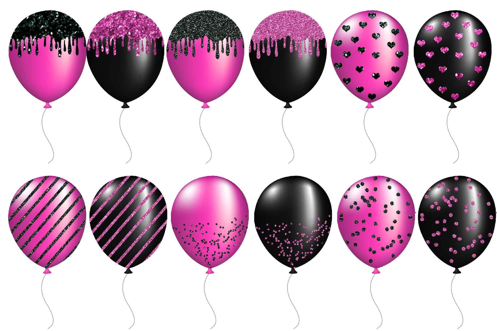 Black Pink Combo Balloon Clipart Balloons Bunches - Etsy
