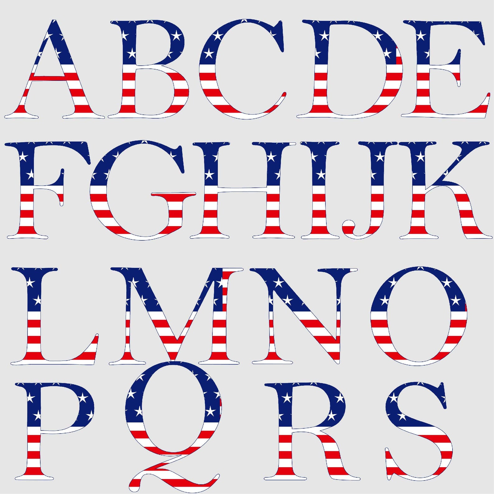 Patriotic Alphabet With USA Flag in Png Format Independence - Etsy