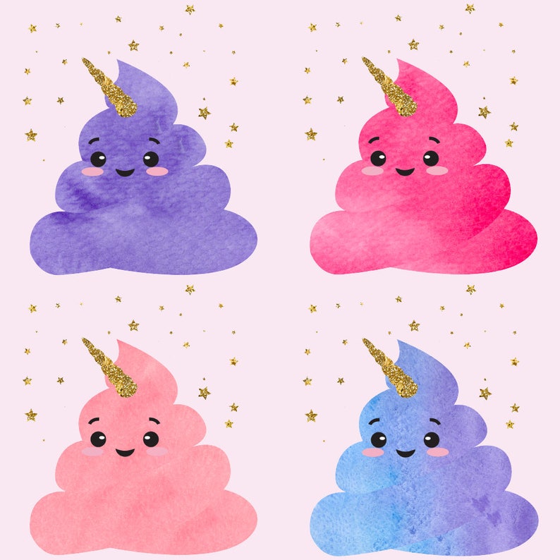 Watercolor Unicorn Unicorn Poop Clipart Poo Clip Art Cute - Etsy Israel