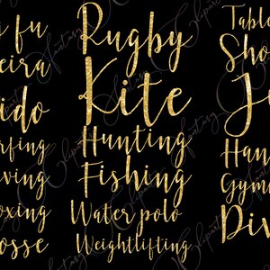Sport Word Art in Png, Color is Gold Glitter Perfect for Planner ...