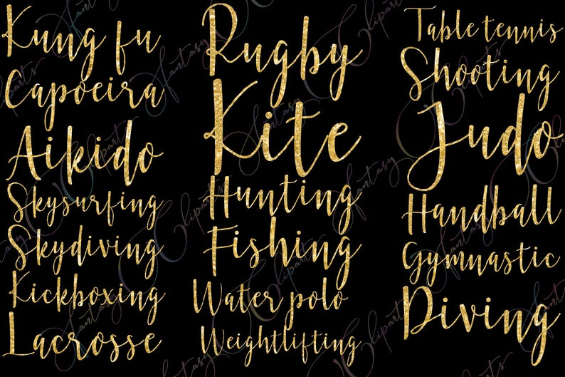 Sport Word Art in Png Color is Gold Glitter Perfect for - Etsy