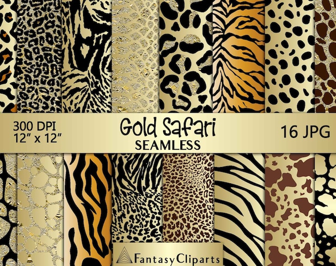 16 Seamless Glitter Animal Skin Prints Digital Papers 12" 300 Dpi ...