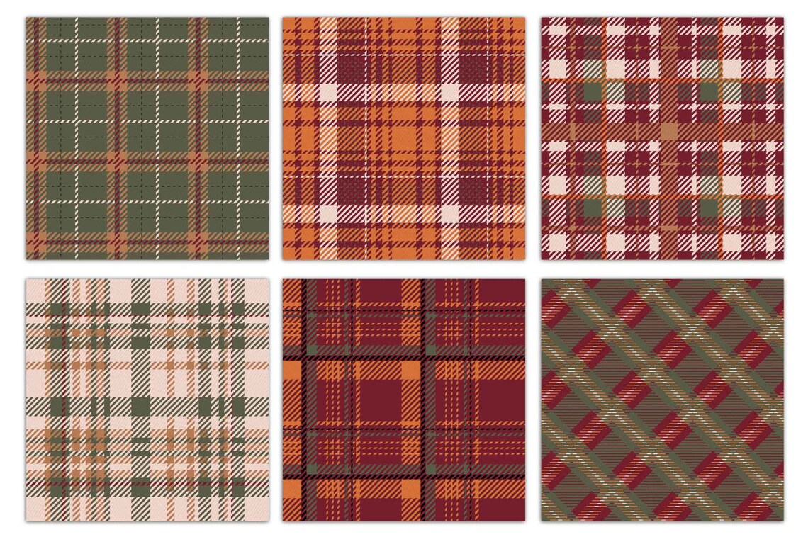 Autumn plaid fall digital paper burgundy tartan seamless | Etsy