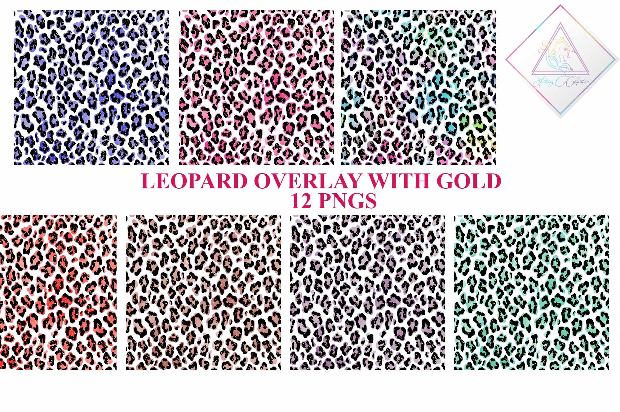 Leopard Print Gold Glitter Pattern Overlays Safari Animals - Etsy