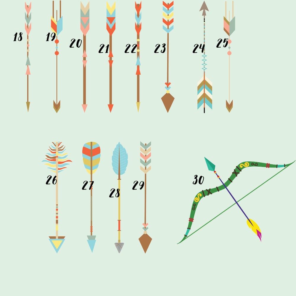 Tribal Arrows Tribal Nursery Decor Arrow Clipart Boho - Etsy