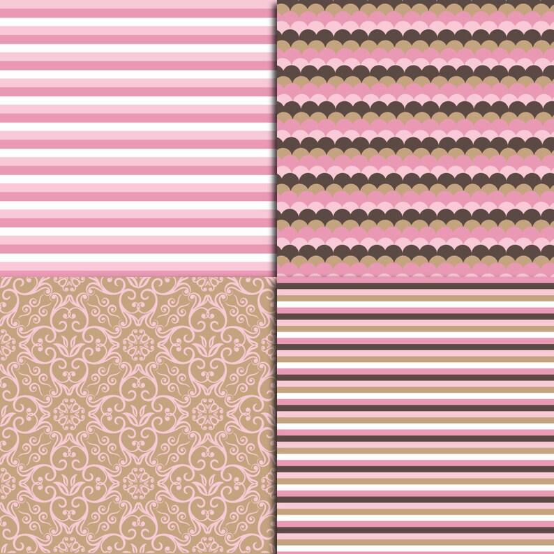 Pink and Brown Paper Digital Paper Pink Paper Pack Brown - Etsy