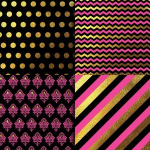 Fuchsia Backgrounds, Gold Foil Textures, Fuschia Scrapbook, Digital ...