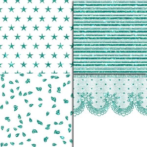 Glitter Turquoise, Digital Paper, White Backgrounds, Shimmer Aqua Paper ...
