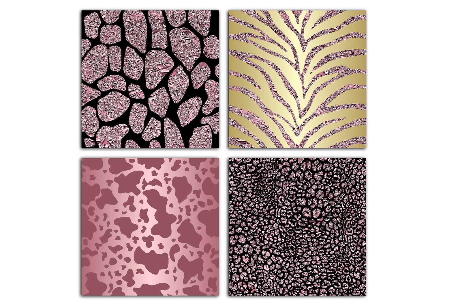 Rose Gold Glitter Safari Animal Print Digital Paper Blush - Etsy