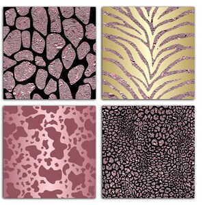 Rose Gold Glitter Safari Animal Print Digital Paper | Blush Cheetah ...