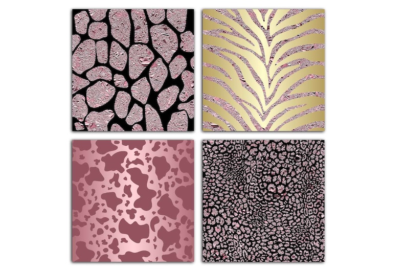 Rose Gold Glitter Safari Animal Print Digital Paper Blush - Etsy