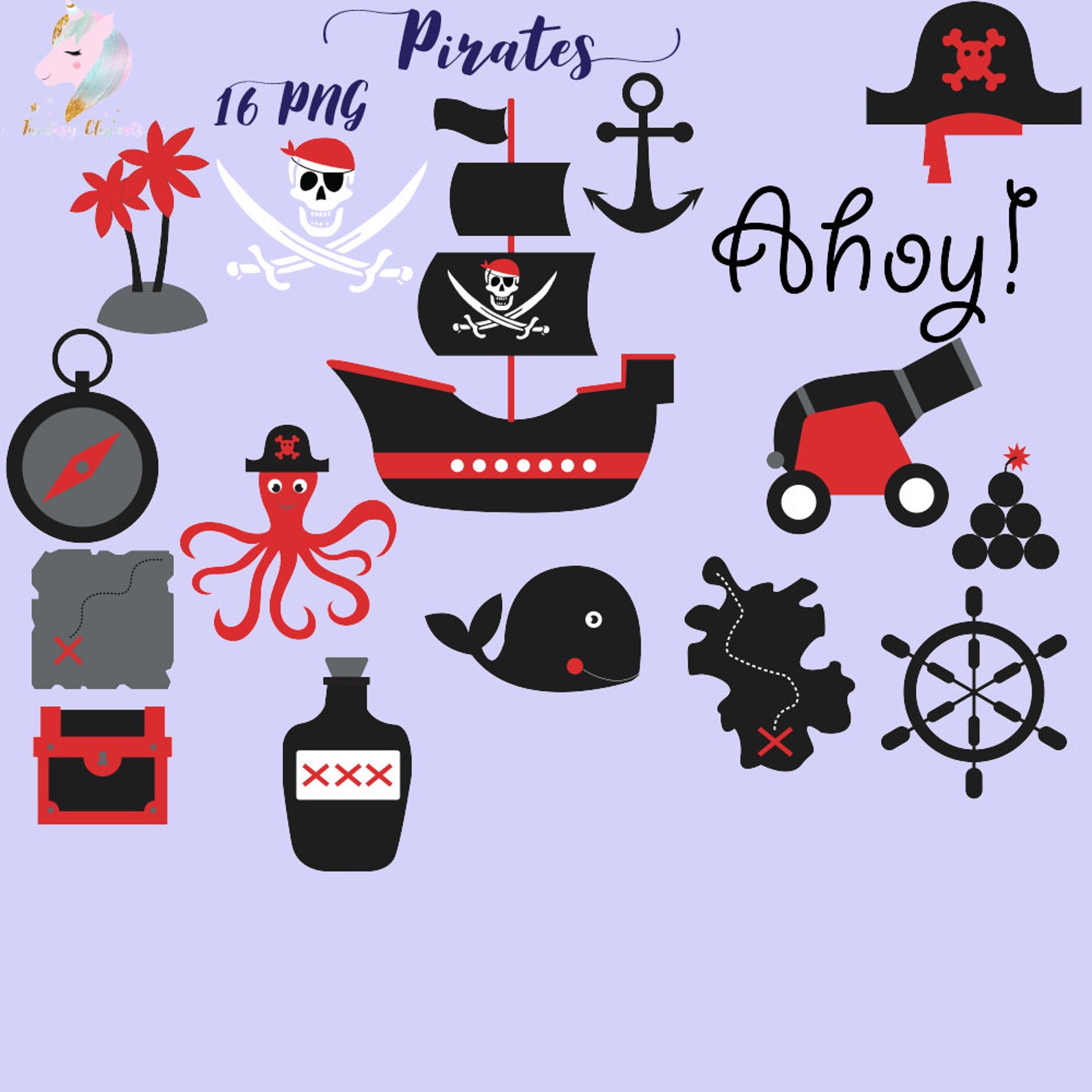 Pirates Clipart Pirate Clip Art Sailing Ship Skull Crossed - Etsy
