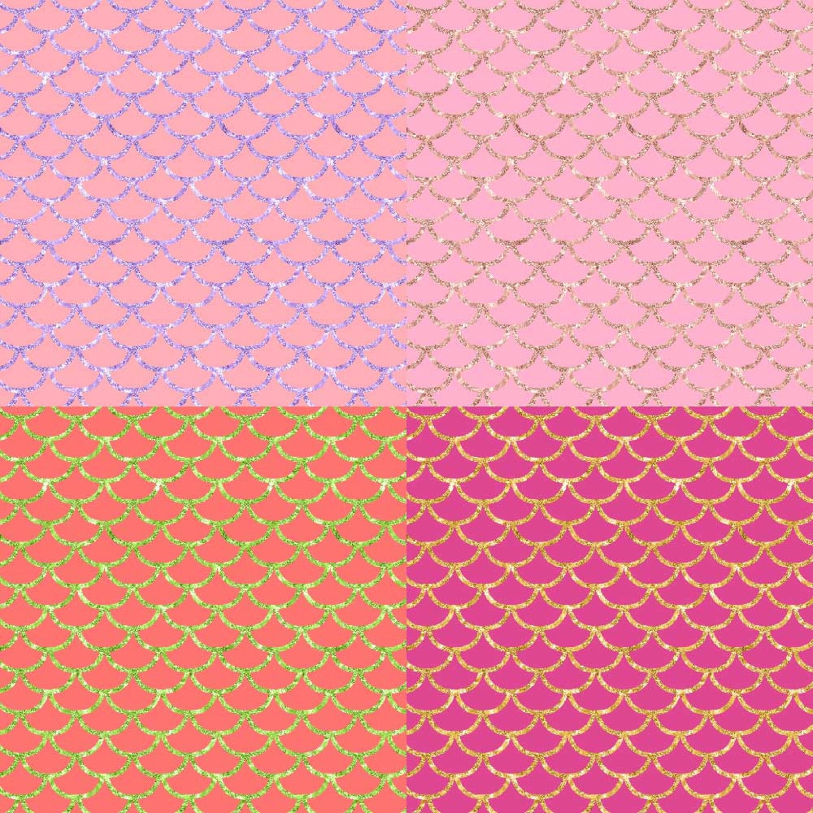 Pink Digital Paper Mermaid Scales Glitter Backgrounds Shiny - Etsy