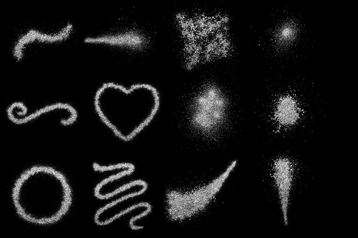 Silver Dust Black Glitter Digital Clipart Fairy Dusting | Etsy