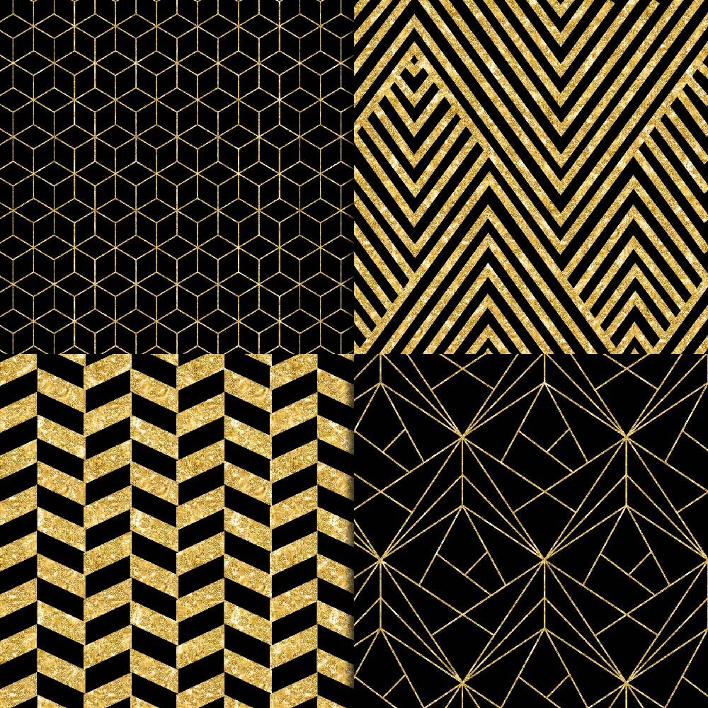 Geometric Pattern, Gold Glitter Clipart, Art Deco Overlays, Pattern ...