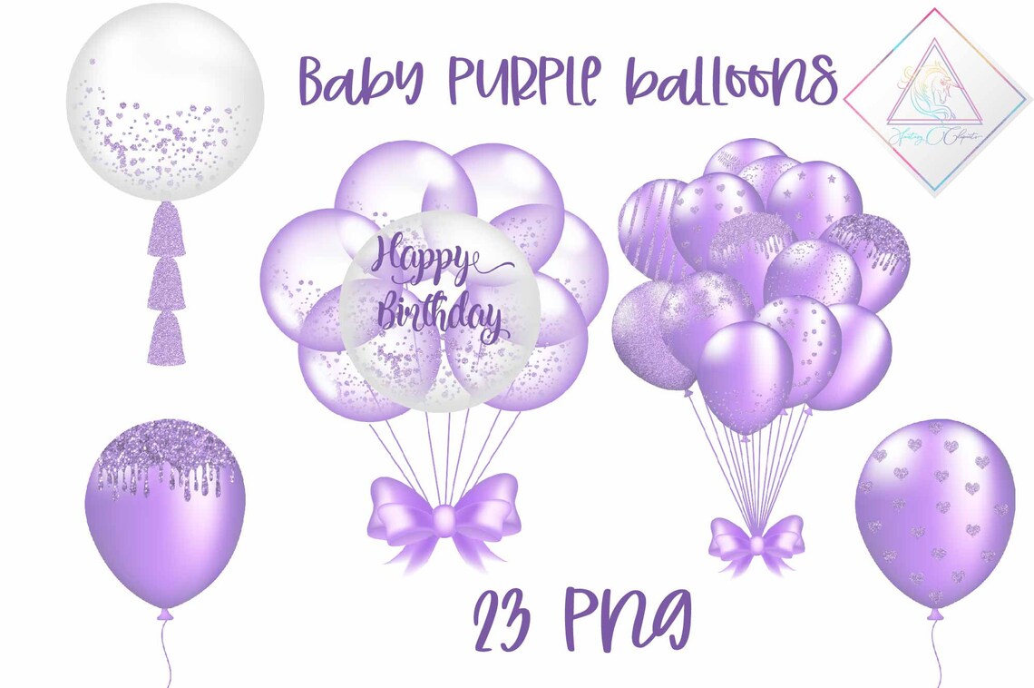 Baby purple balloons balloon clipart baby shower party | Etsy