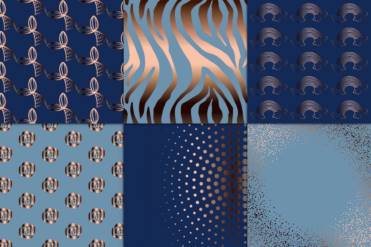 Copper and Navy Royal Digital Paper Blue Backgrounds - Etsy