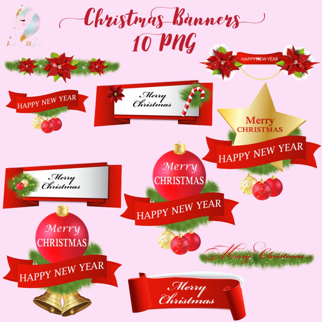Christmas Banners Borders Clipart X Mas Clip Art Christmas - Etsy