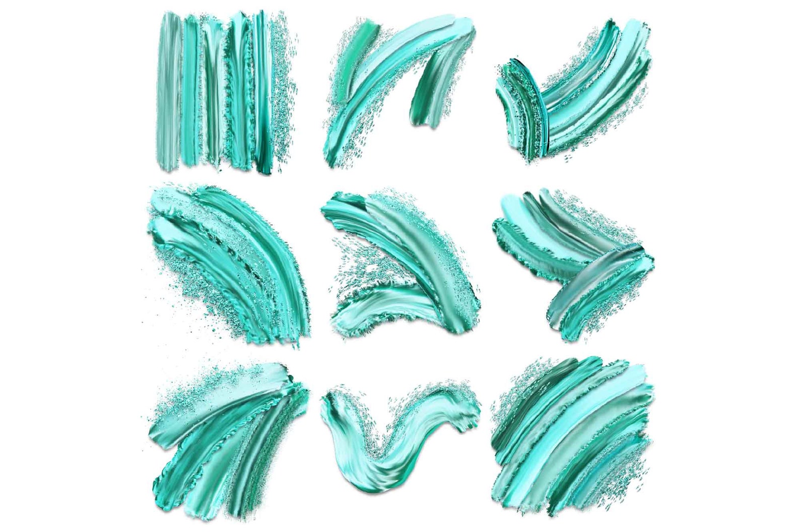 Luxury Aqua Brush Strokes Glitter Clipart Logo Elements - Etsy