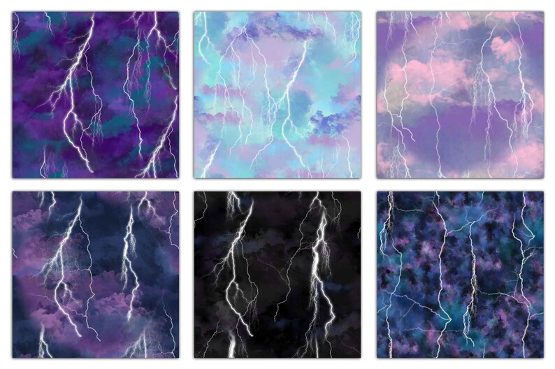 Thunderstorm Pattern Digital Paper Thunder Patterns | Etsy
