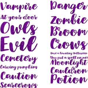 Halloween Word Art, Purple Glitter, Common Phrases, Trick or Treat ...