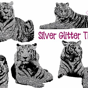 Silver Glitter Tiger, Animals Clipart, Wild Africa Zoo, Asian Animal ...