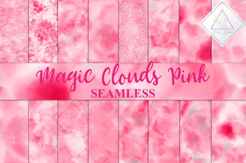 Pink Magic Clouds Digital Paper Seamless Patterns - Etsy