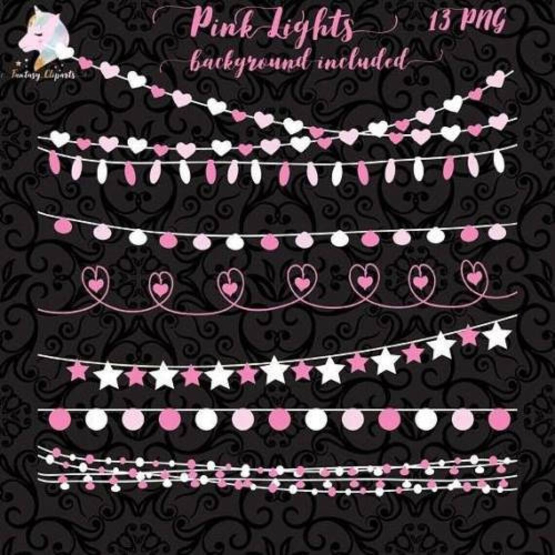 Huge Bundle String of Lights Clipart Lights of Strings | Etsy