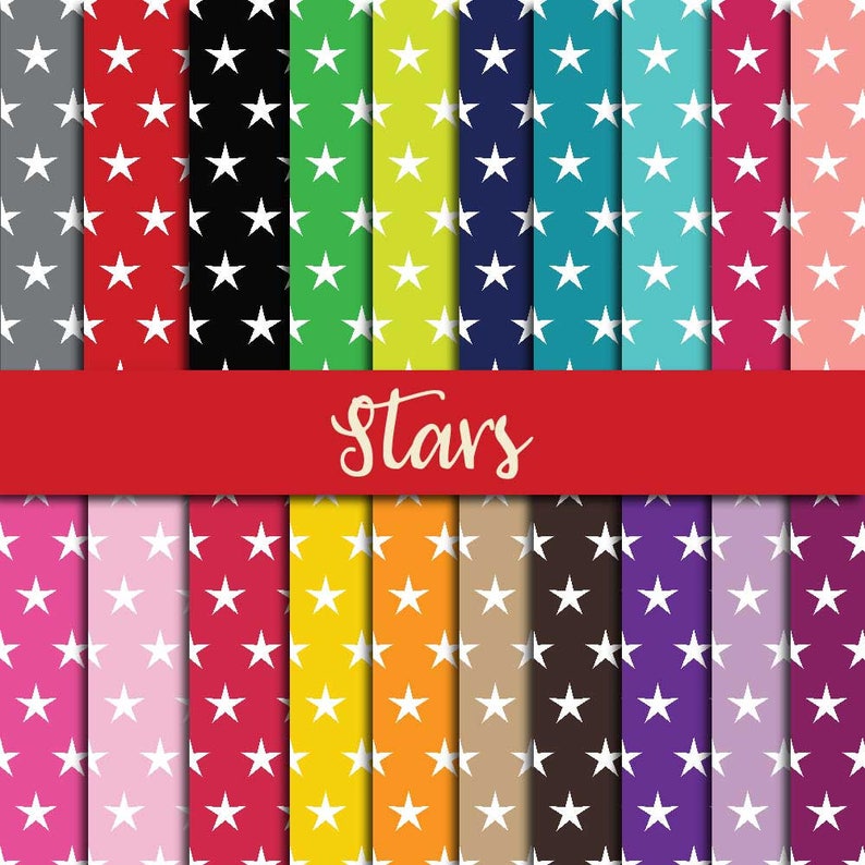 Star Digital Paper Stars Paper Pack Scrapbooking Paper | Etsy