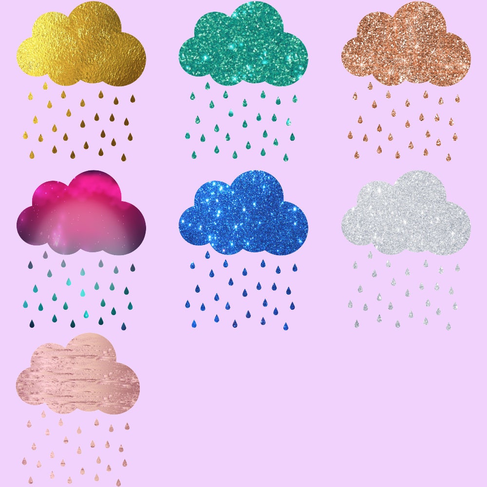 Rainbow Clipart Rainy Clouds Clip Art Gold Glitter Png Gold - Etsy UK