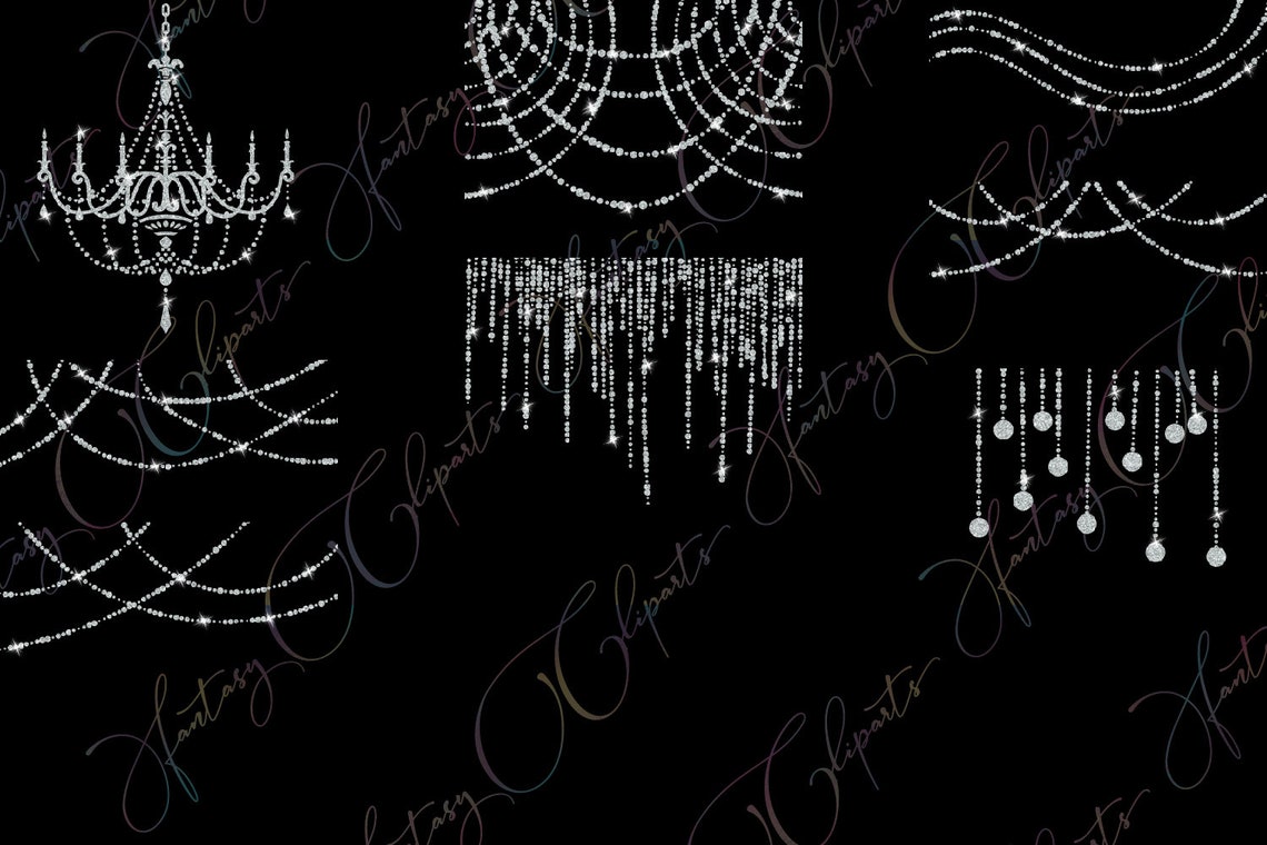 Silver Glitter String of Lights Clipart, String Garlandsin Png, Glitter ...